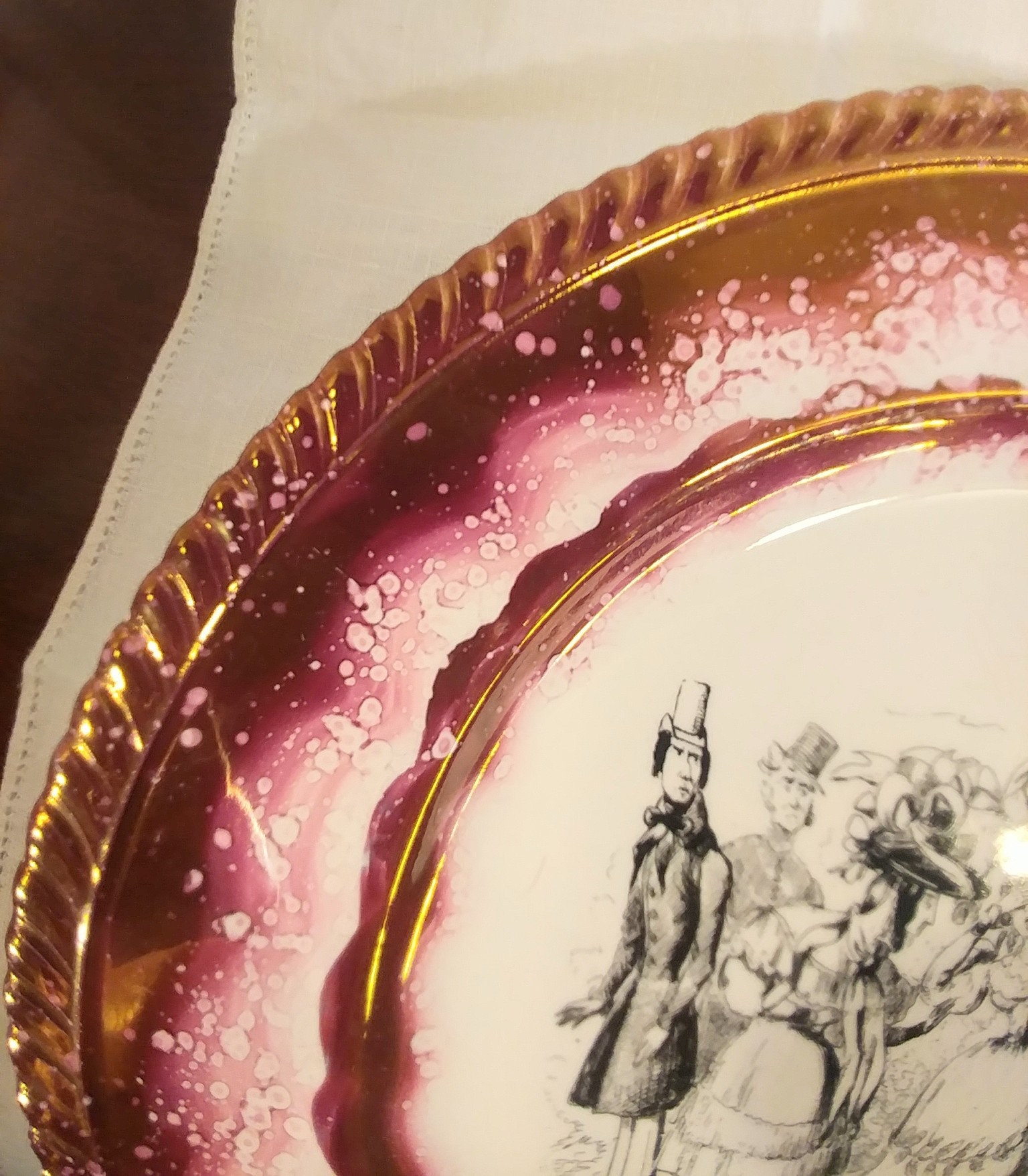 Vintage Splatter Lusterware Plate by Gray's Pottery - Etsy