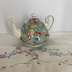 Grace Tea Ware Chintz Pattern Teapot With Gold Trims, Full Size ...