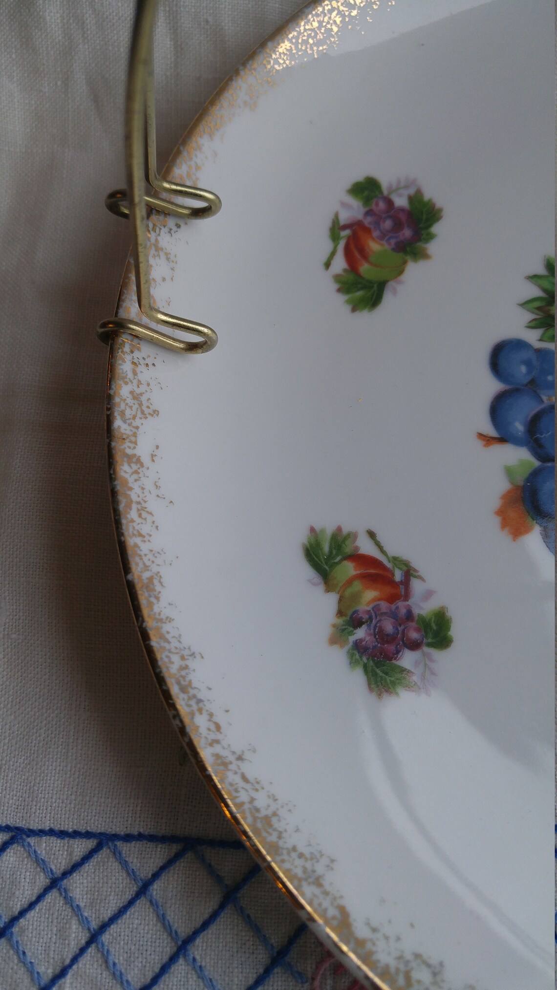 Vintage Fruit Pattern Serving Plate With Detachable Metal - Etsy