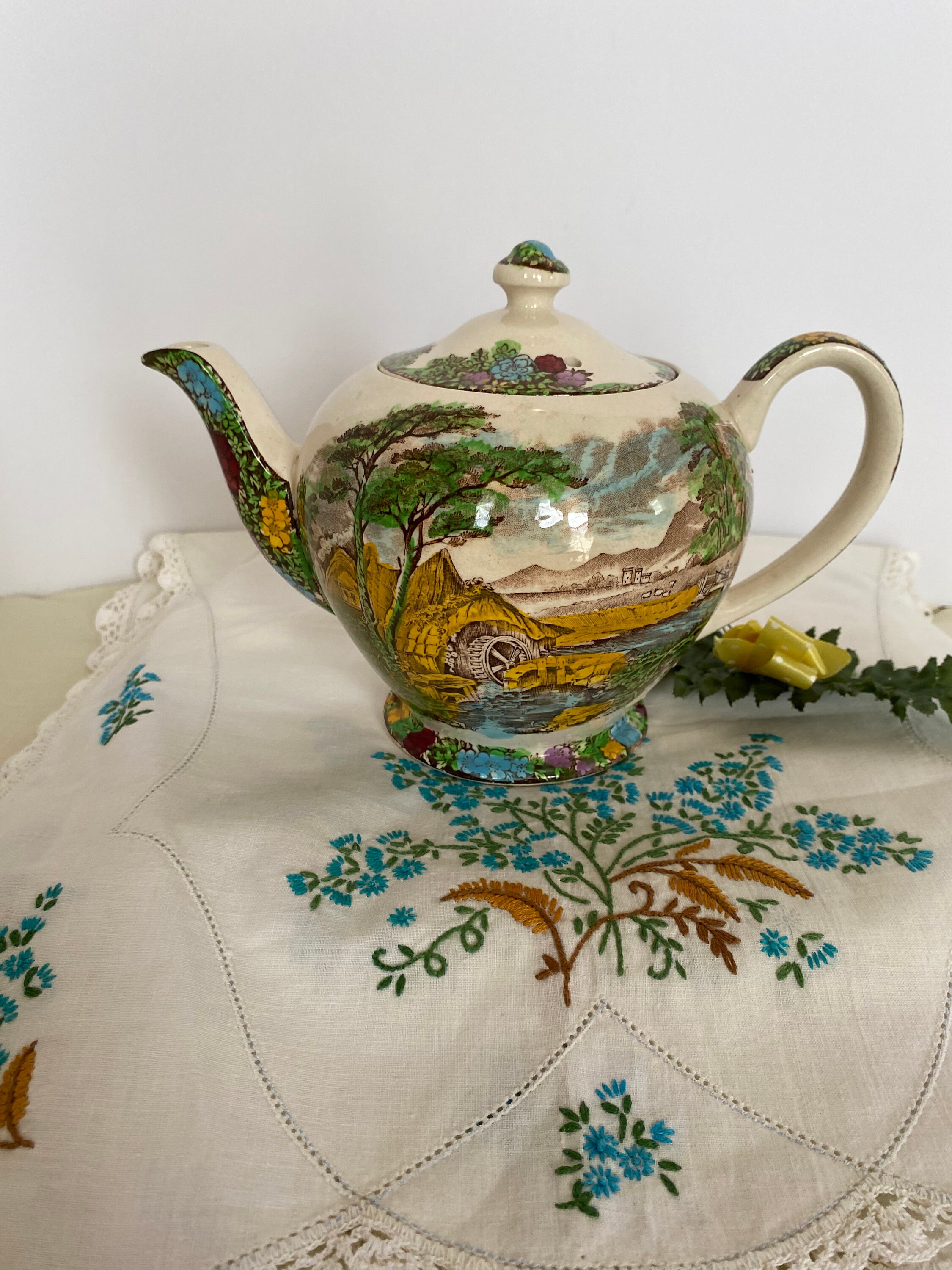Sadler the Old Mill Teapot Full Size Vintage English Teapot - Etsy