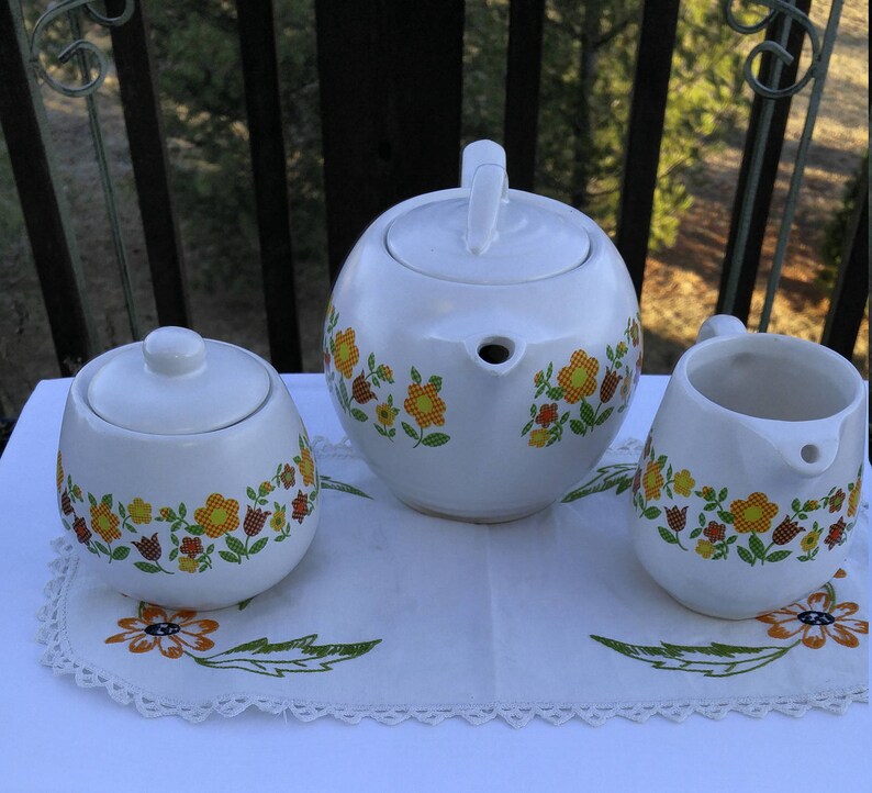 Mccoy MCM Patchwork Pattern Tea Set Full Size Teapot | Etsy