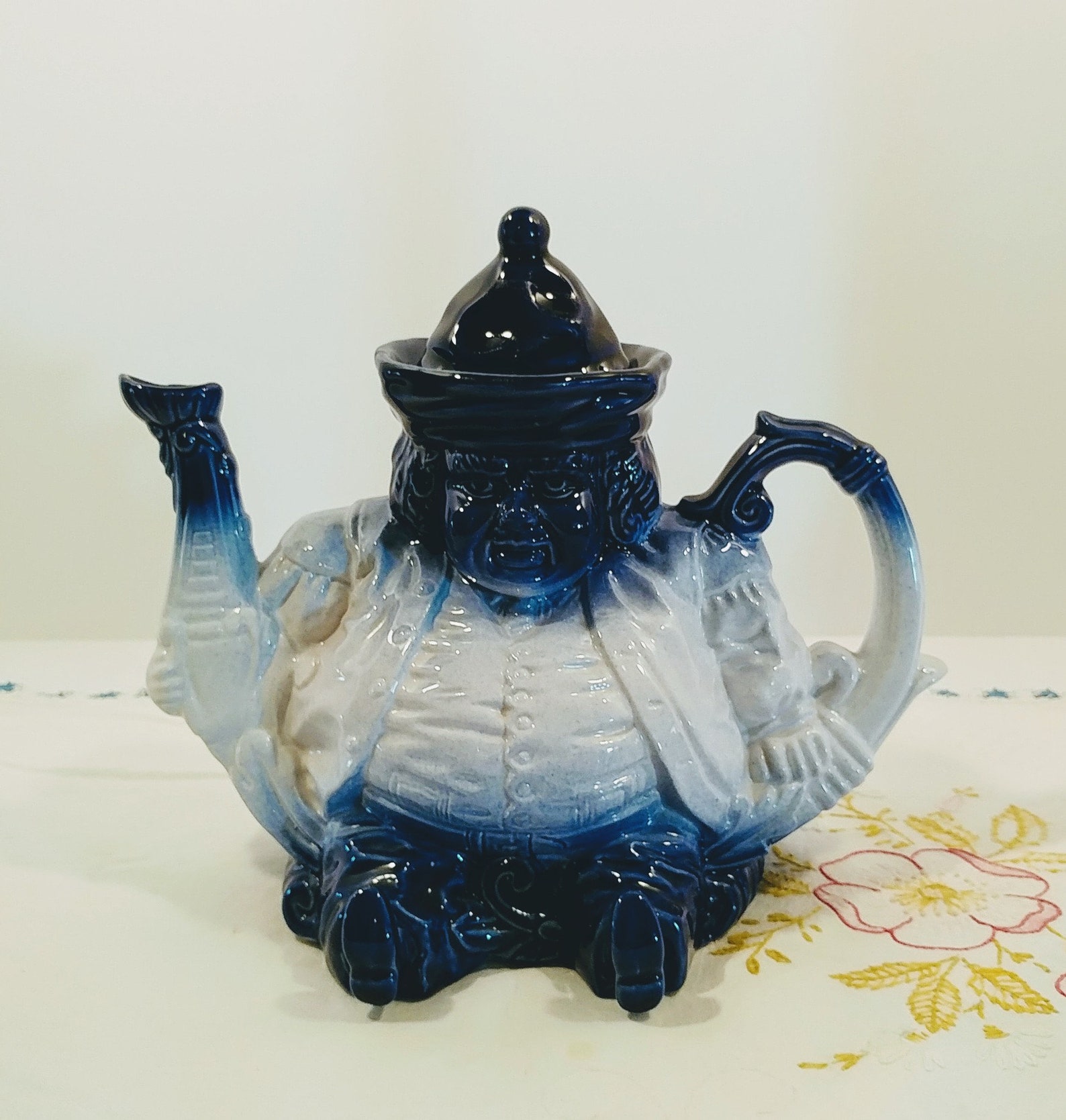 Antique Flow Blue Toby Teapot Parliament Judge Full Size - Etsy