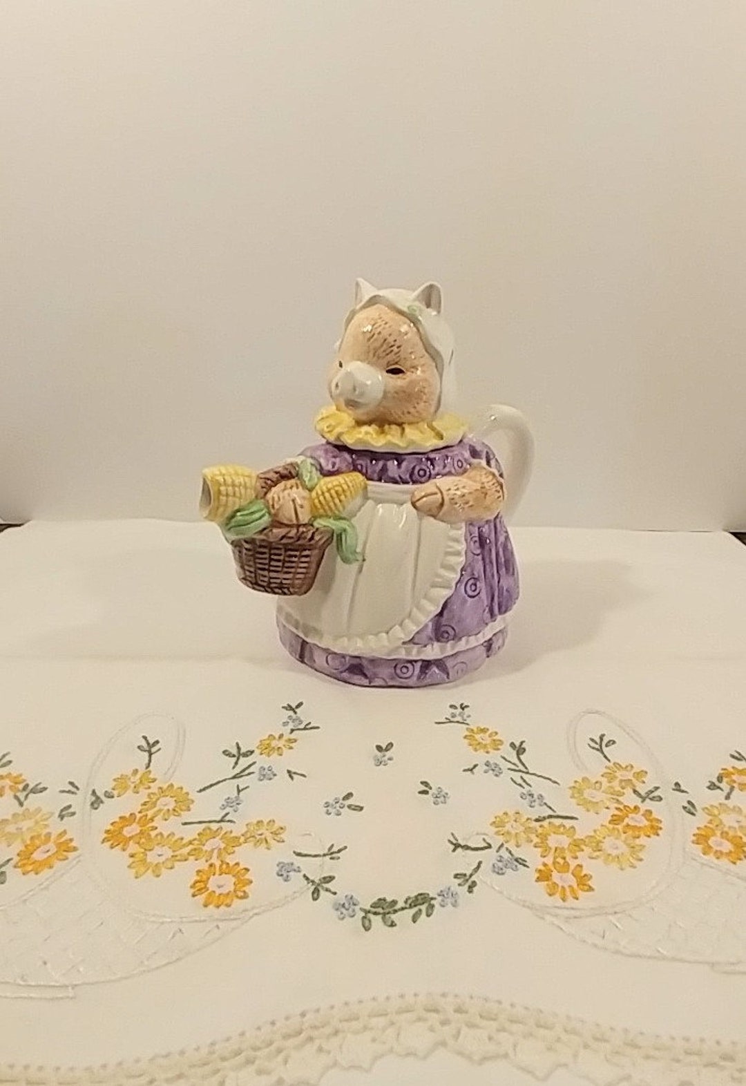 Mrs. Pig in Her Garden Hand Painted Decorative Figural Teapot, by ...