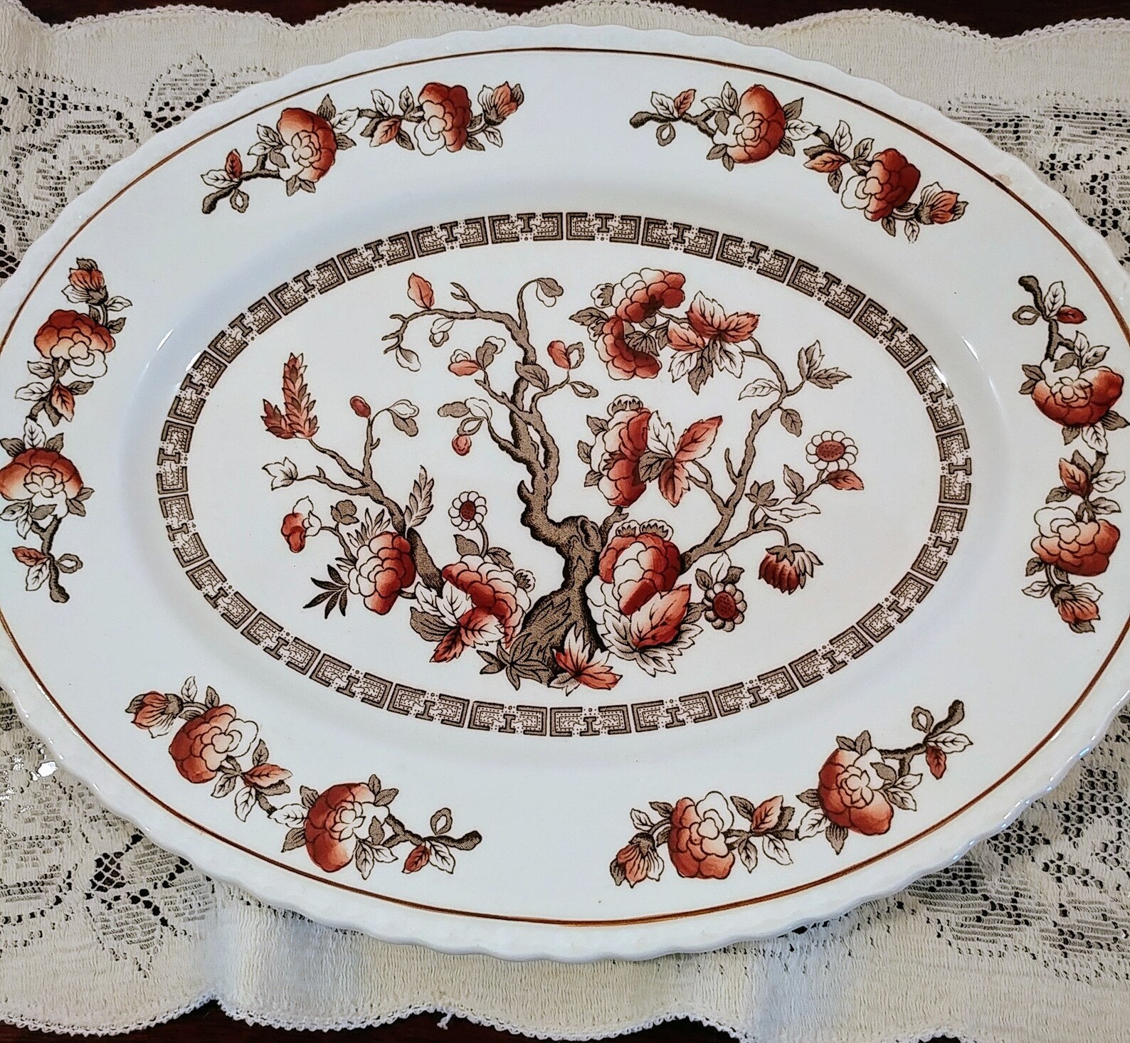 Myott Indian Tree Brown Oval Serving Platter Vintage Myott - Etsy