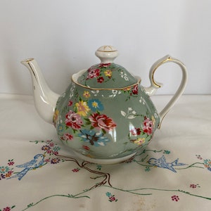 Grace Tea Ware Chintz Pattern Teapot With Gold Trims, Full Size ...