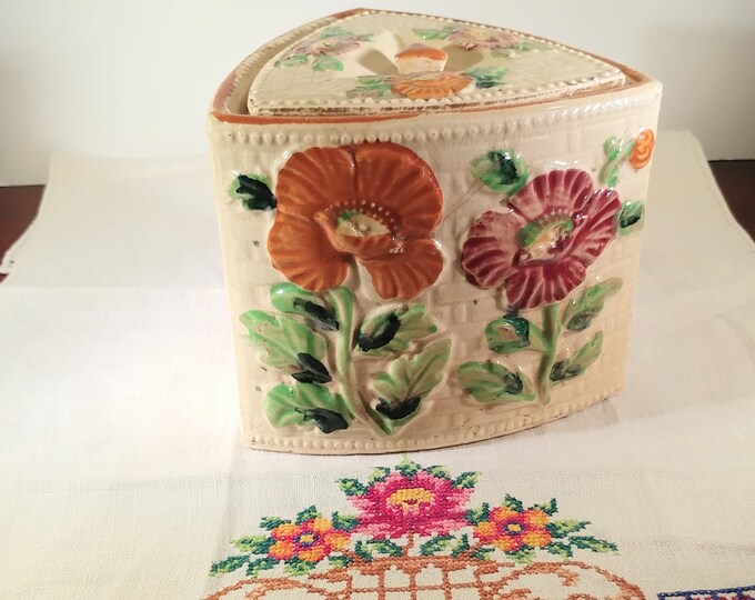 Unique Triangle Shaped Hand Painted Cookie Jar Biscuit Barrel, Vintage ...