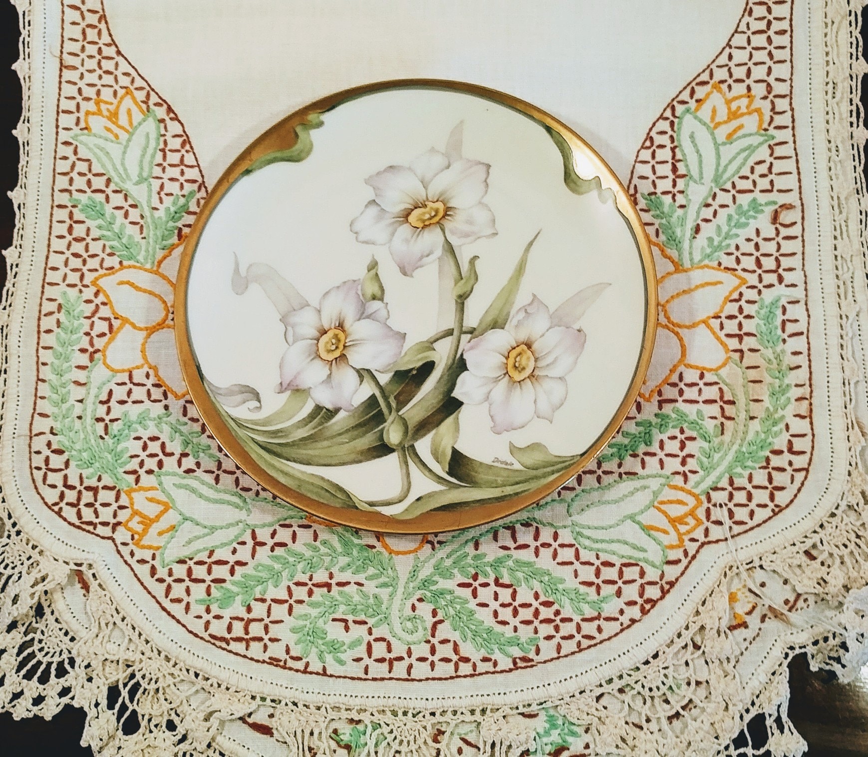 Vintage Daffodils Bavaria Plate, Signed and Numbered; Vintage Bavaria ...