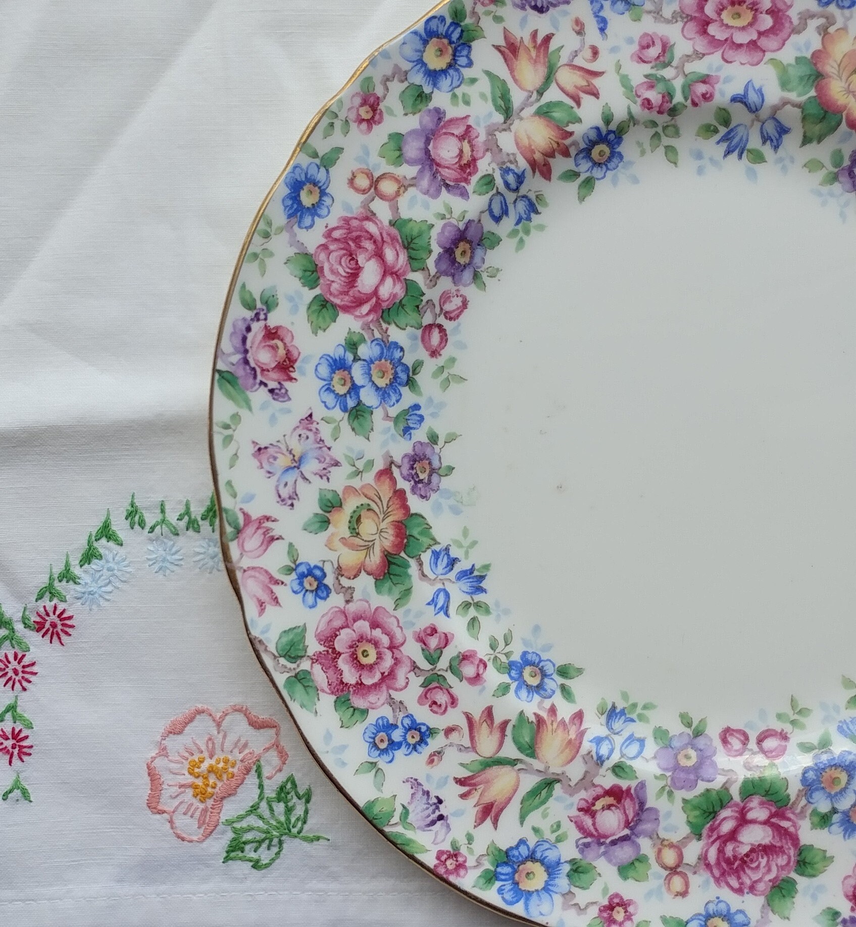 Crown Staffordshire Springtime Chintz Plate Vintage Crown | Etsy