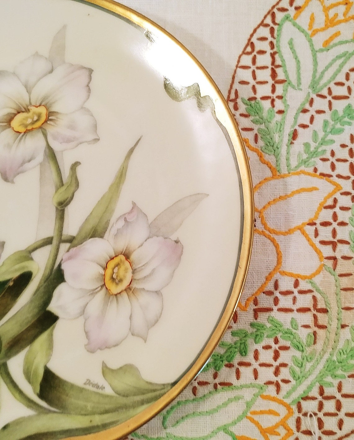 Vintage Daffodils Bavaria Plate, Signed and Numbered; Vintage Bavaria ...