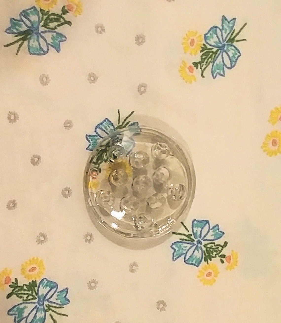 Vintage Clear Glass Round Flower Frog With 11 Stem Holes - Etsy