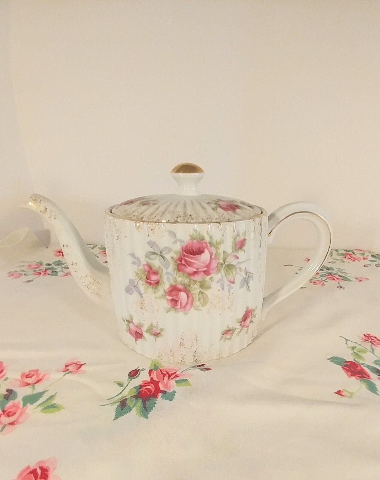 Lefton Bountiful Roses Oval Teapot With Gold Fleck Trim Full - Etsy