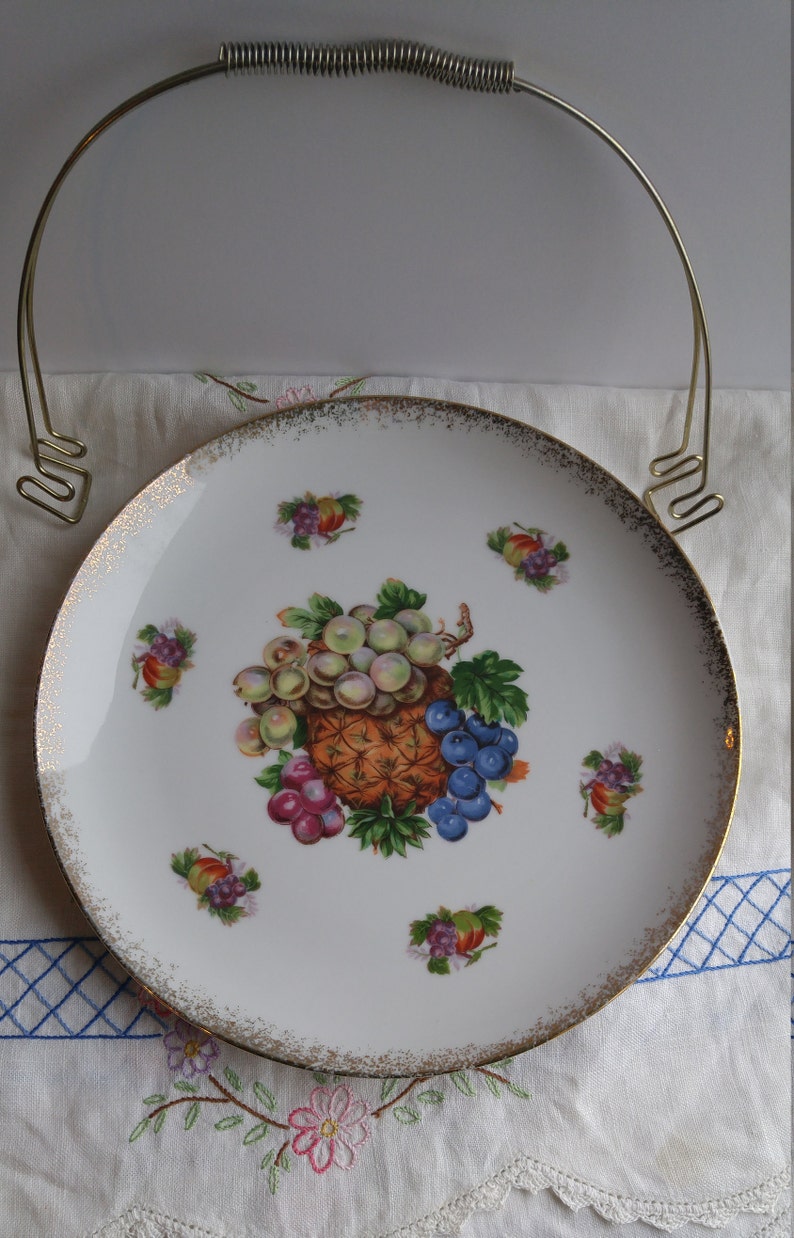 Vintage Fruit Pattern Serving Plate With Detachable Metal - Etsy