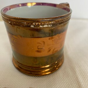 Antique English Copper Luster Handled Mug, Cup, Copper Luster Glazed ...