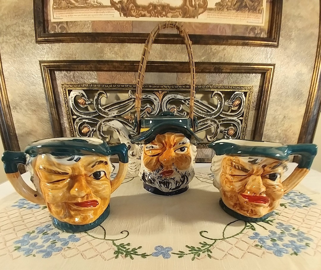 Vintage Grumpy Old Men Toby Tea Set - Complete Matching 3 Piece Tea Set ...
