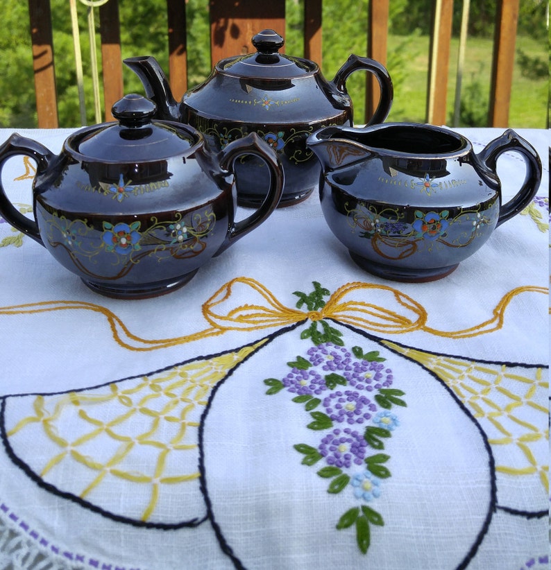 Vintage Moriage Japan Luster Ware Redware Tea Set for One - Etsy