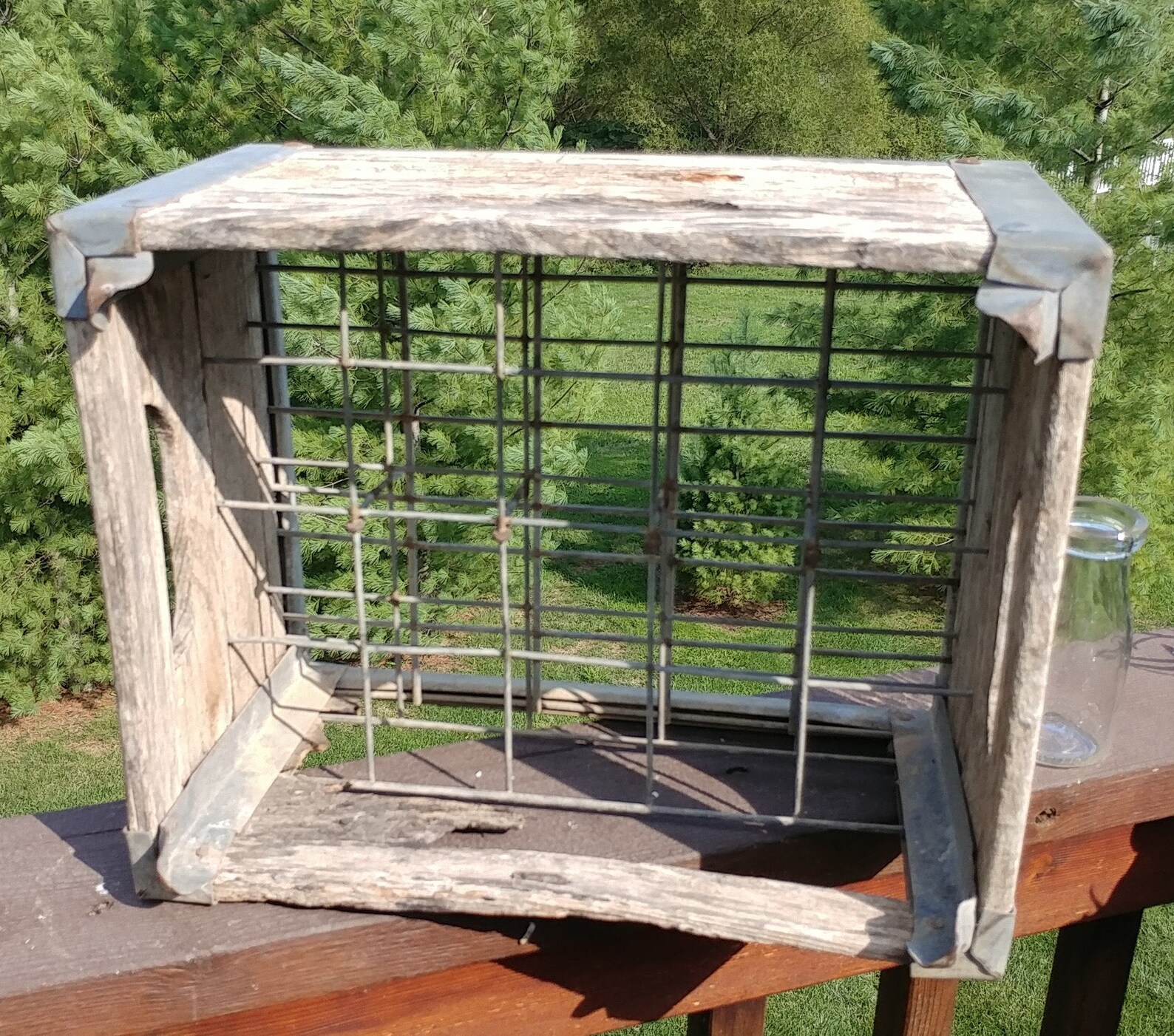 New Price Vintage Rustic Metal and Wood Milk Crate With Glass - Etsy