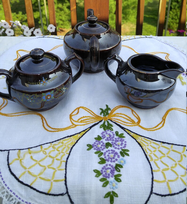 Vintage Moriage Japan Luster Ware Redware Tea Set for One - Etsy