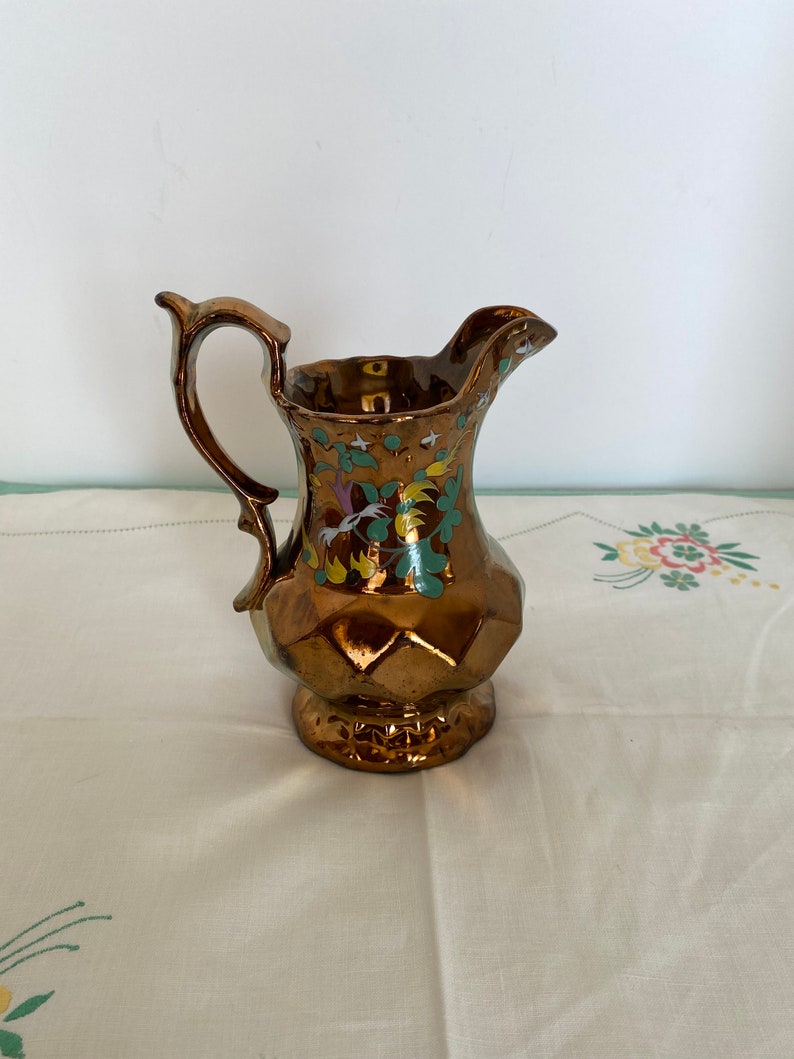 Antique Large English Copper Luster Pitcher Jug With Hand - Etsy