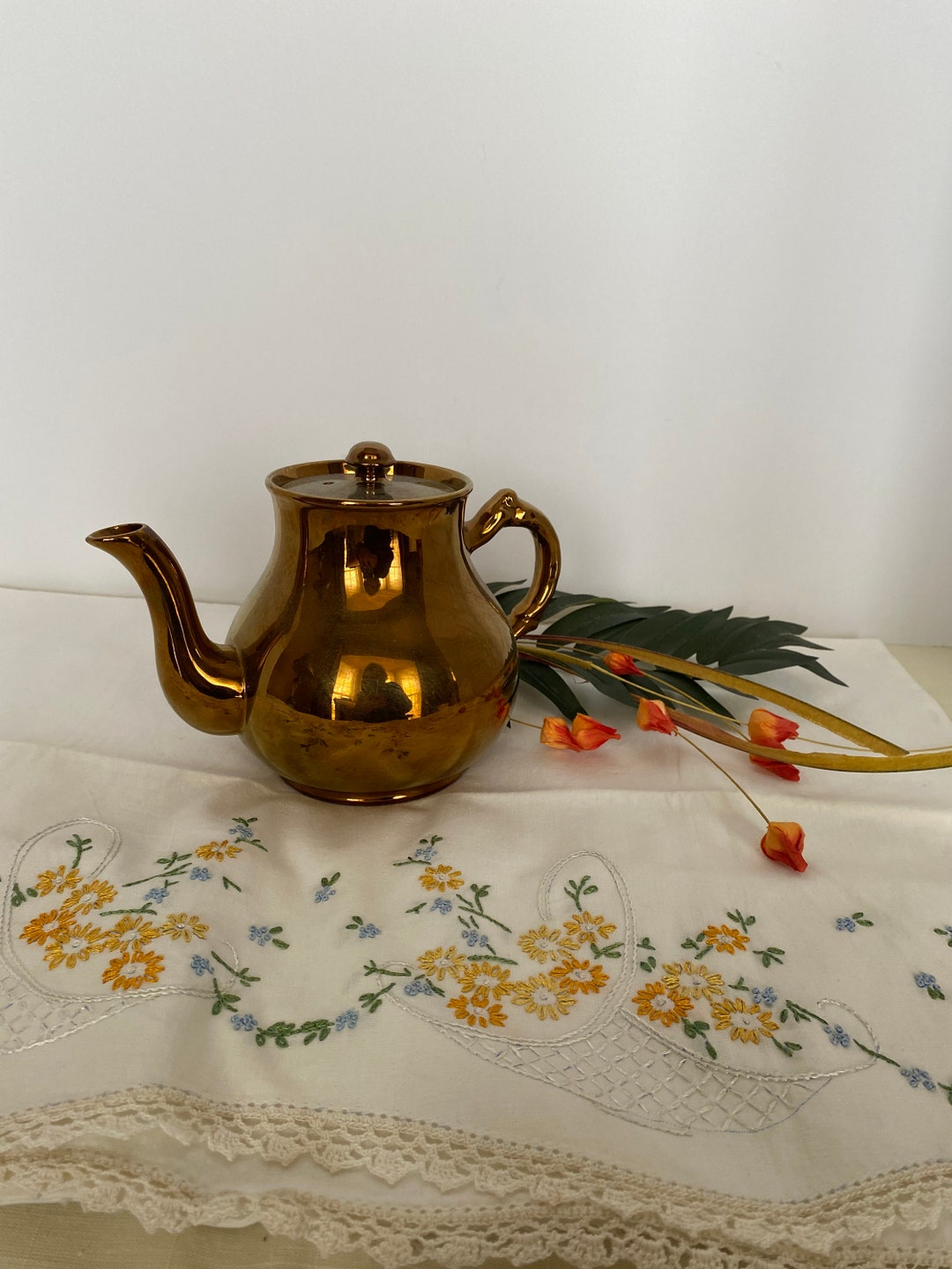 Antique Copper Luster Teapot, by Gibson & Sons, Burslem, England, Full Size; Antique Copper ...