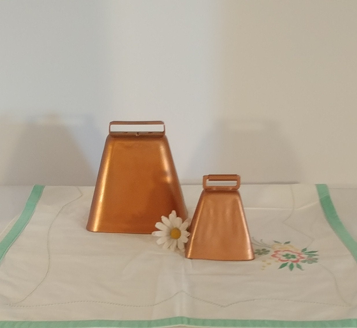 Vintage Copper Colored Metal Cow Bells Set of Two Vintage - Etsy