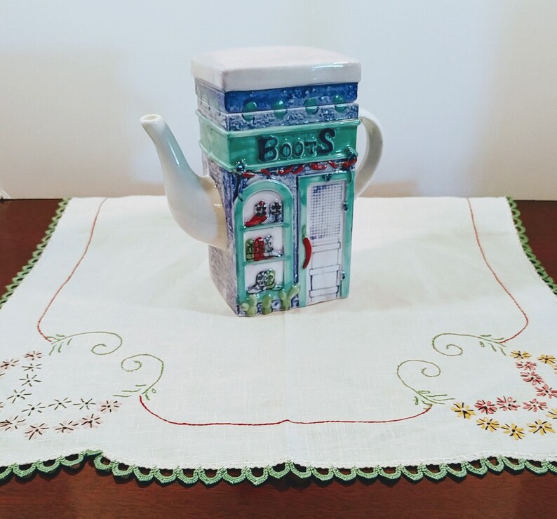 Fun Main Street Store Front Double Sided Teapot - Tex Mex Grill - Boots ...