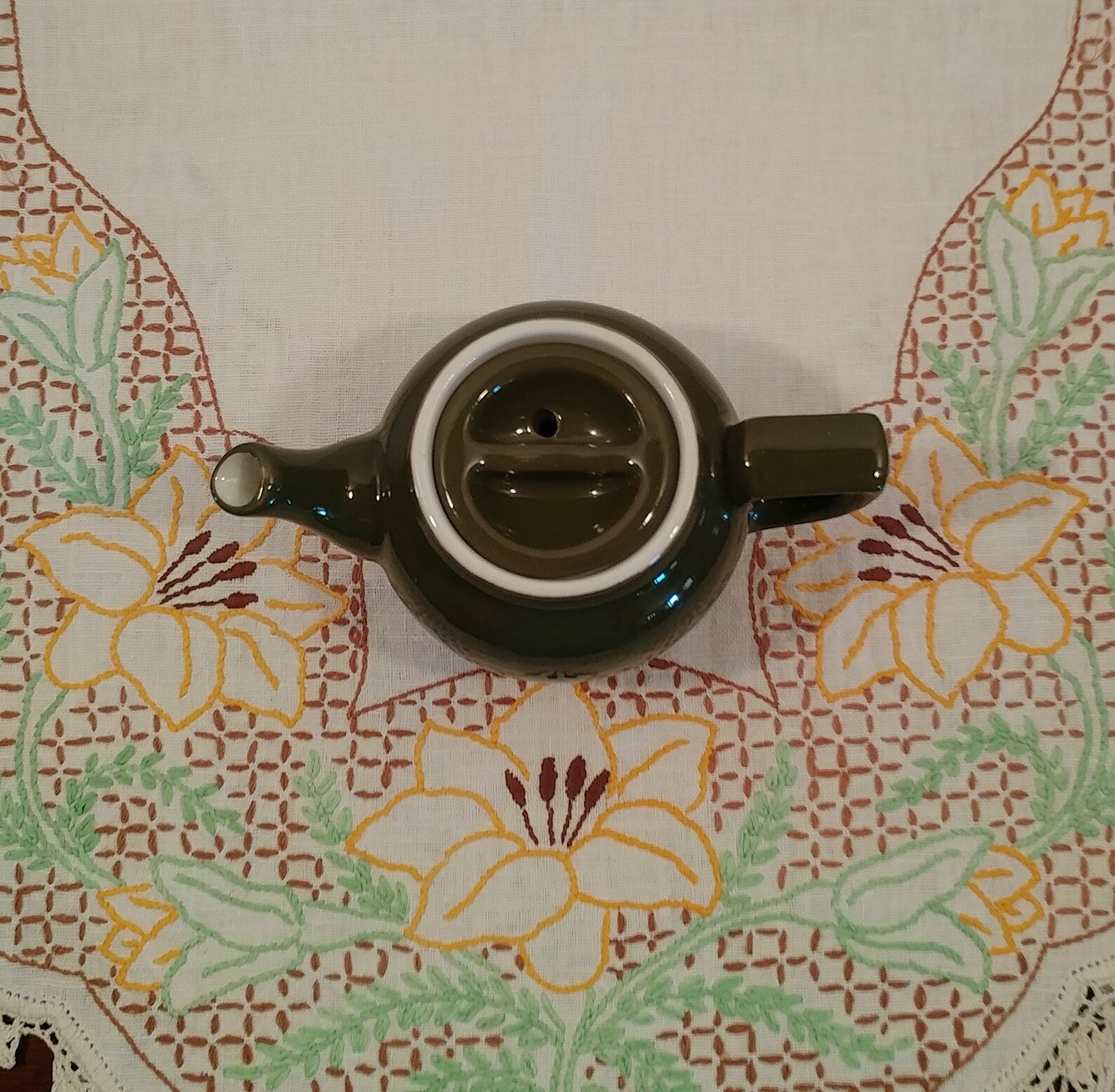 Hall China Personal Teapot, Round Design With Tab Top, Green; Vintage ...
