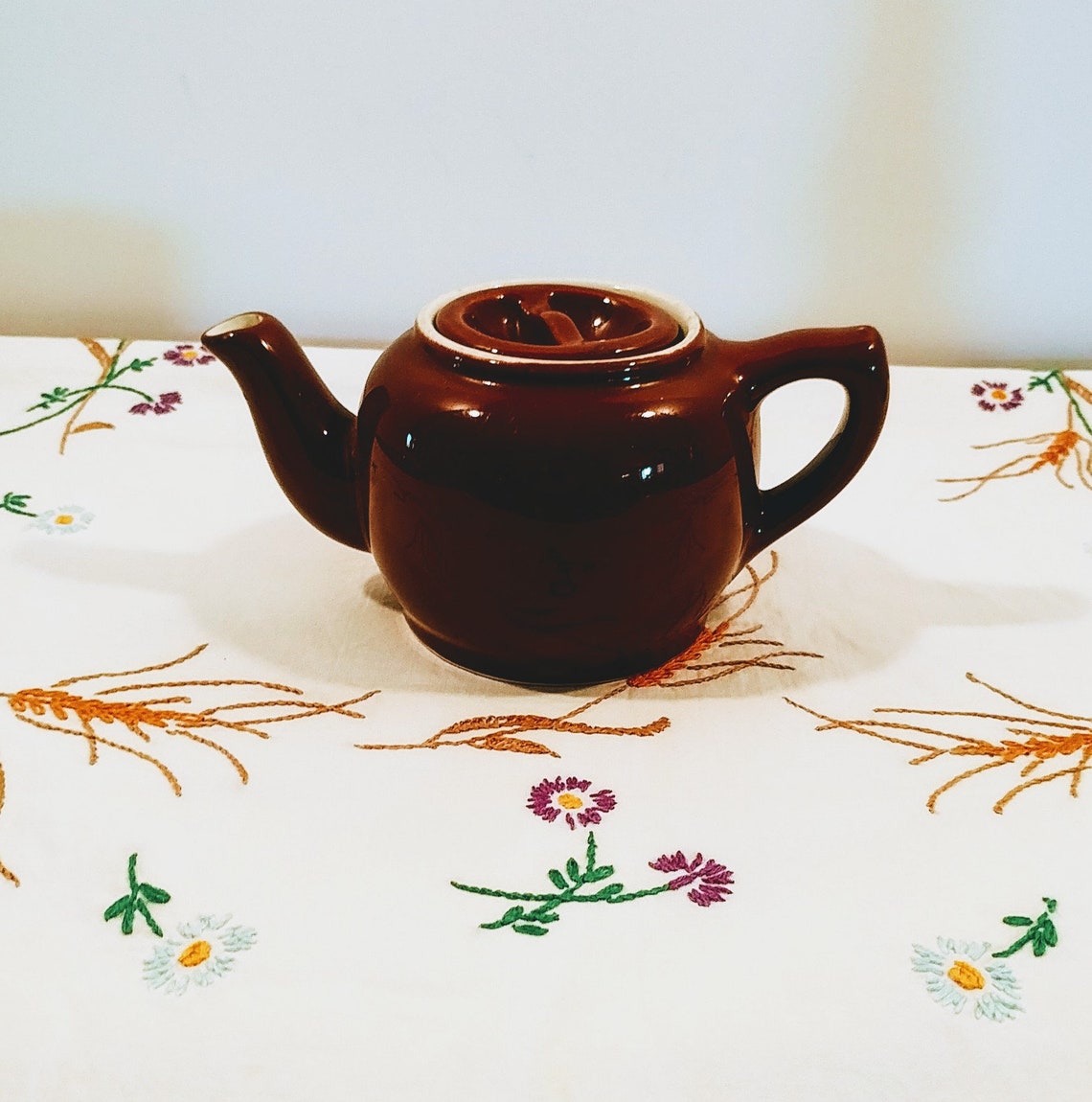 Vintage Hall China Company Round Personal Teapot With Tab Lid - Etsy