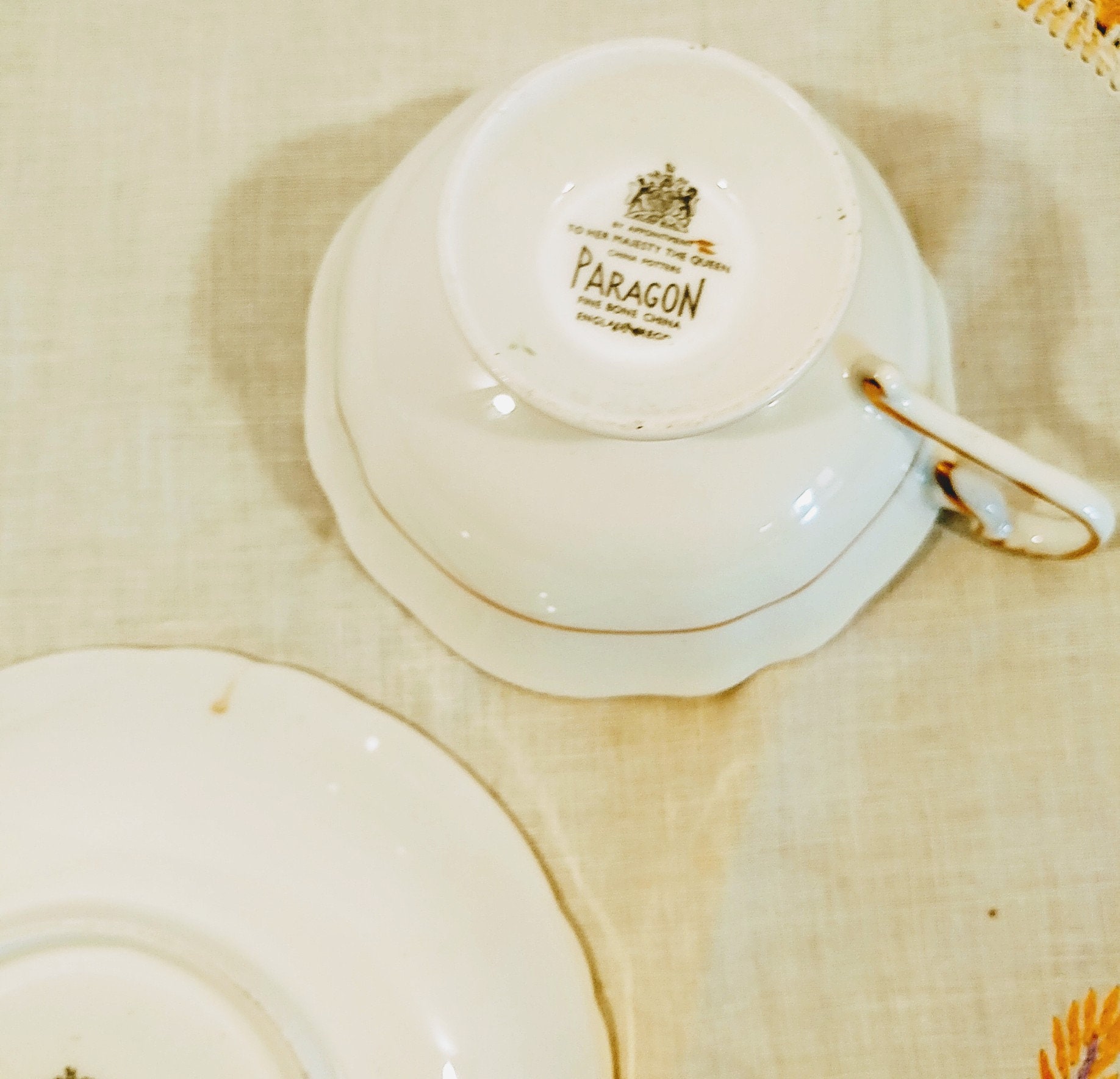 Paragon Bone China Mums Pattern Pedestal Tea Cup and Saucer Set ...