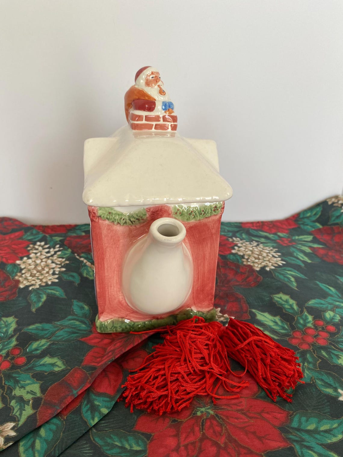 Rooftop Santa Christmas Teapot, Full Size; Vintage Teapot, Holiday ...