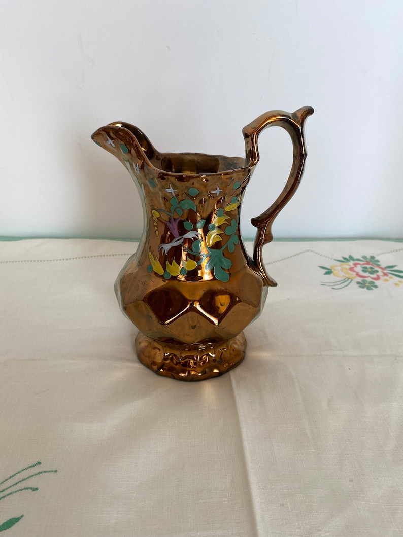 Antique Large English Copper Luster Pitcher Jug With Hand - Etsy