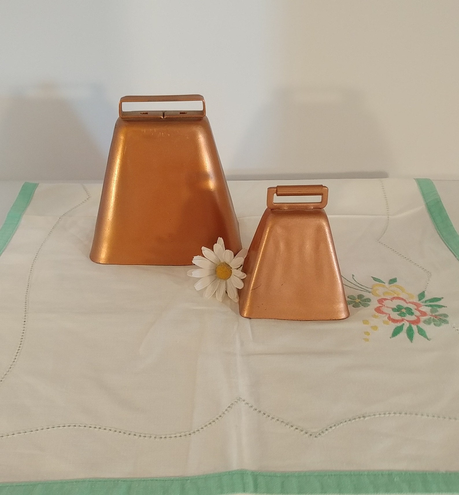 Vintage Copper Colored Metal Cow Bells Set of Two Vintage - Etsy