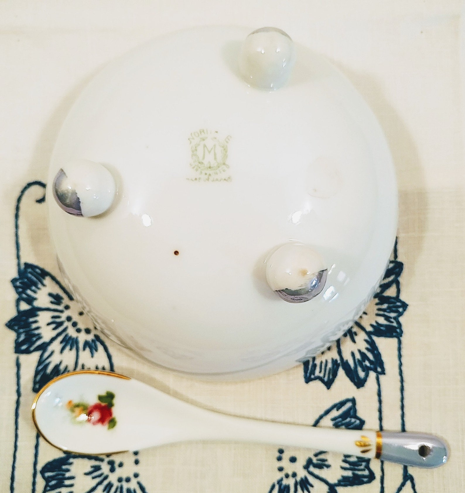 Antique Noritake Morimura Brothers Hand Painted Blue and White Luster ...