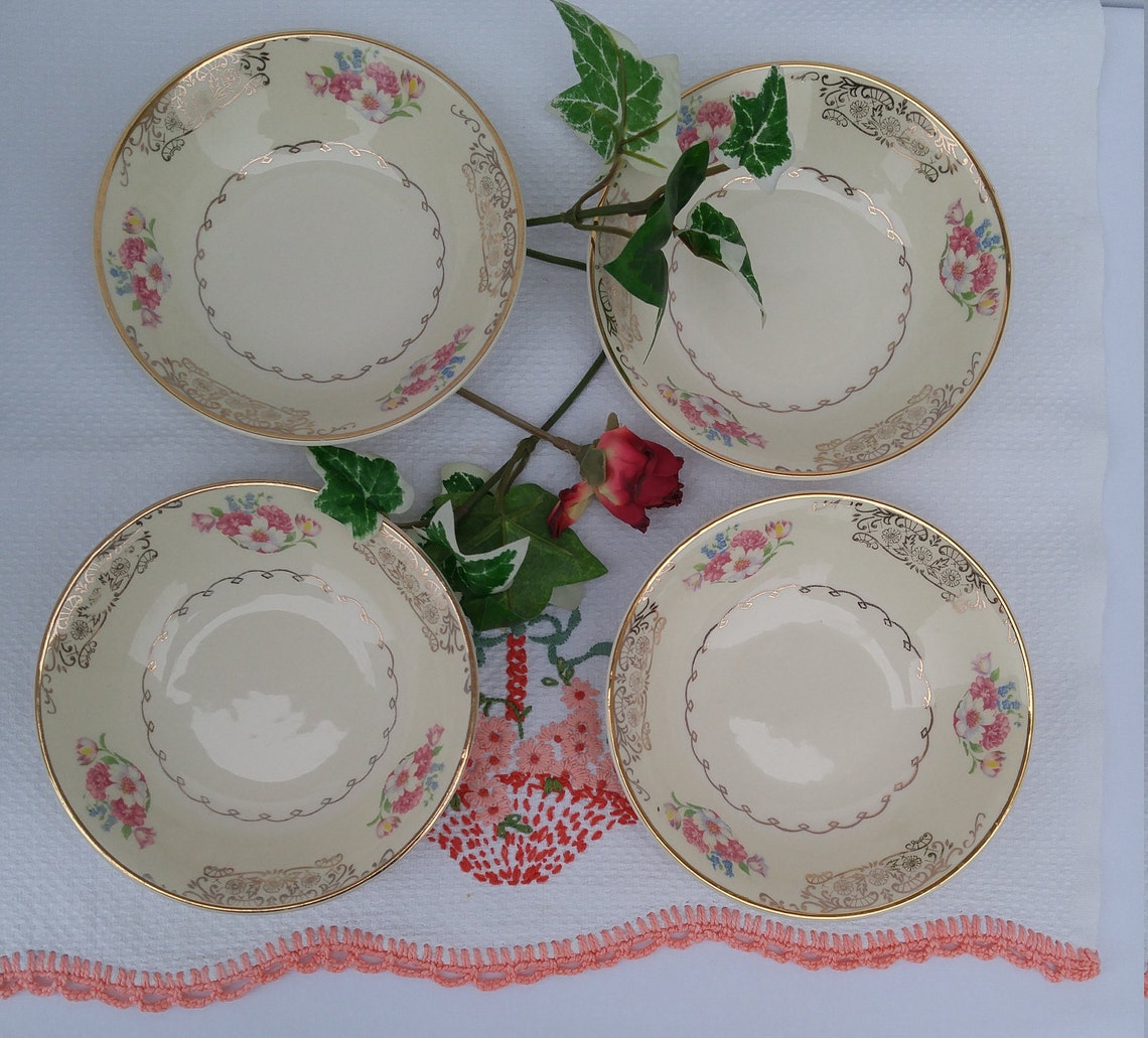 Paden City Pottery Dessert Bowl Gold Lynn Pattern 4 | Etsy