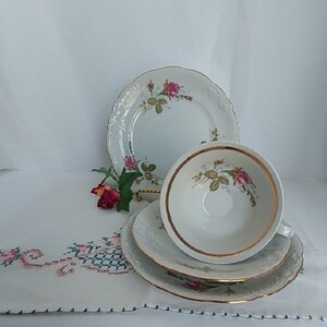 Vintage Wawel China Gold Trimmed Roses Cup, Saucer and Plate Set - 4 ...