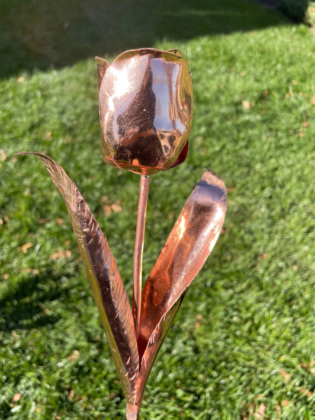 Handmade Copper Tulip Sculpture –7th Anniversary Gift, Metal Flower Art ...