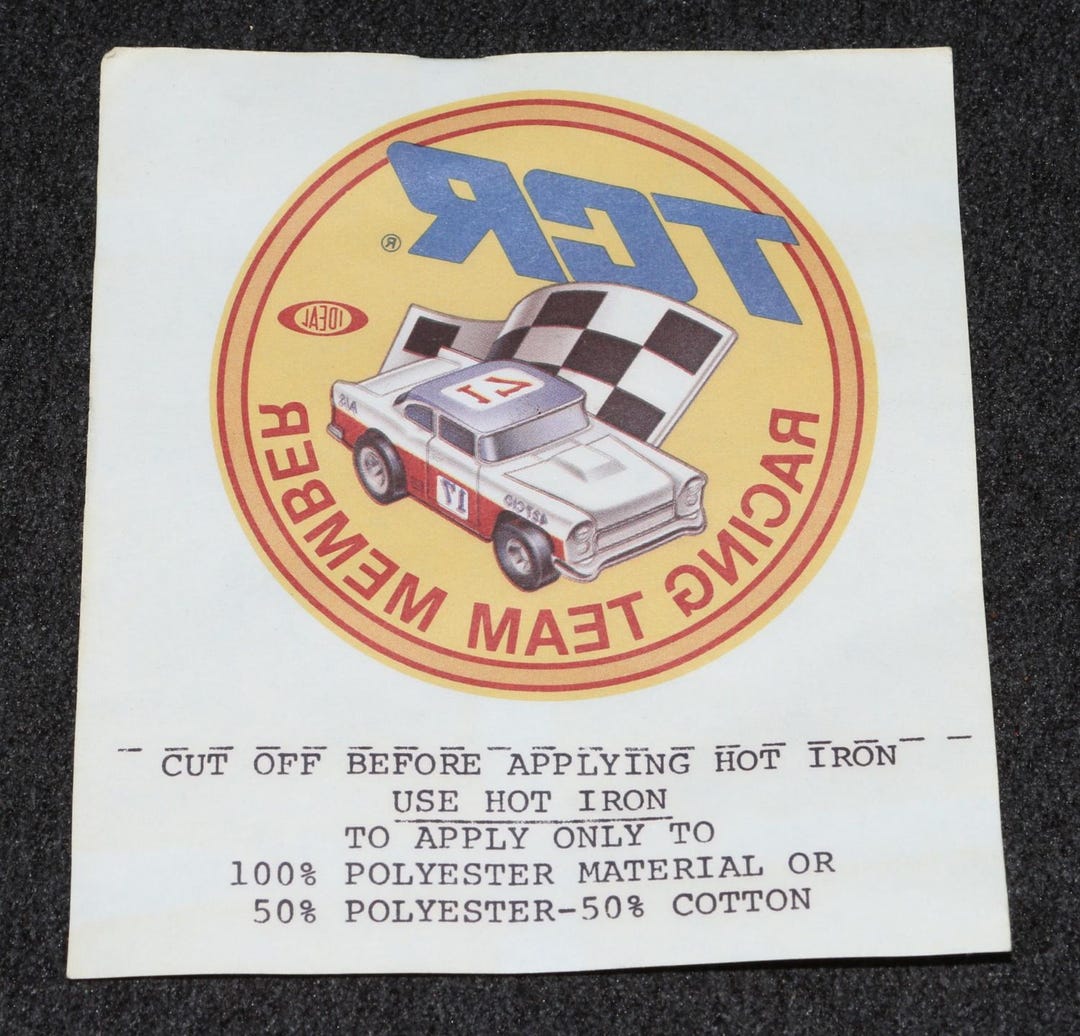Slot Car Ideal 1970s TCR Total Control Racing Team Member Iron on Decal ...
