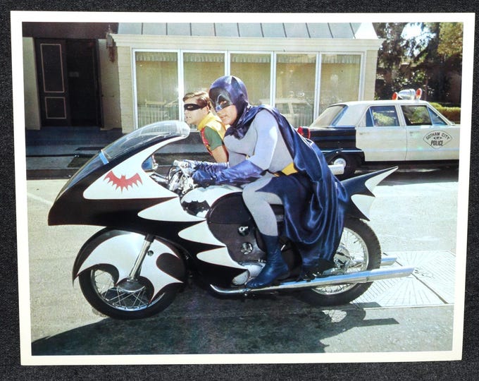 Batman 1966 TV Show Adam West Burt Ward Batcycle Color Photo 1975 ...