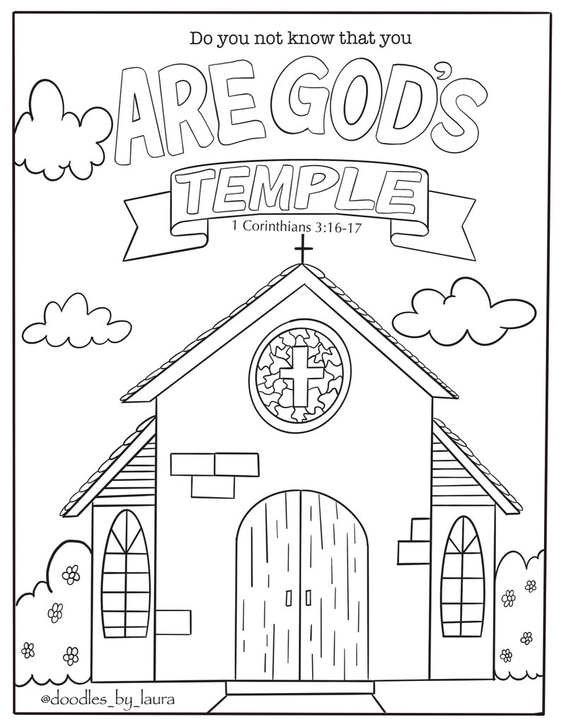 Church Coloring Page- Digital Download- Church Activity Page- Kids ...