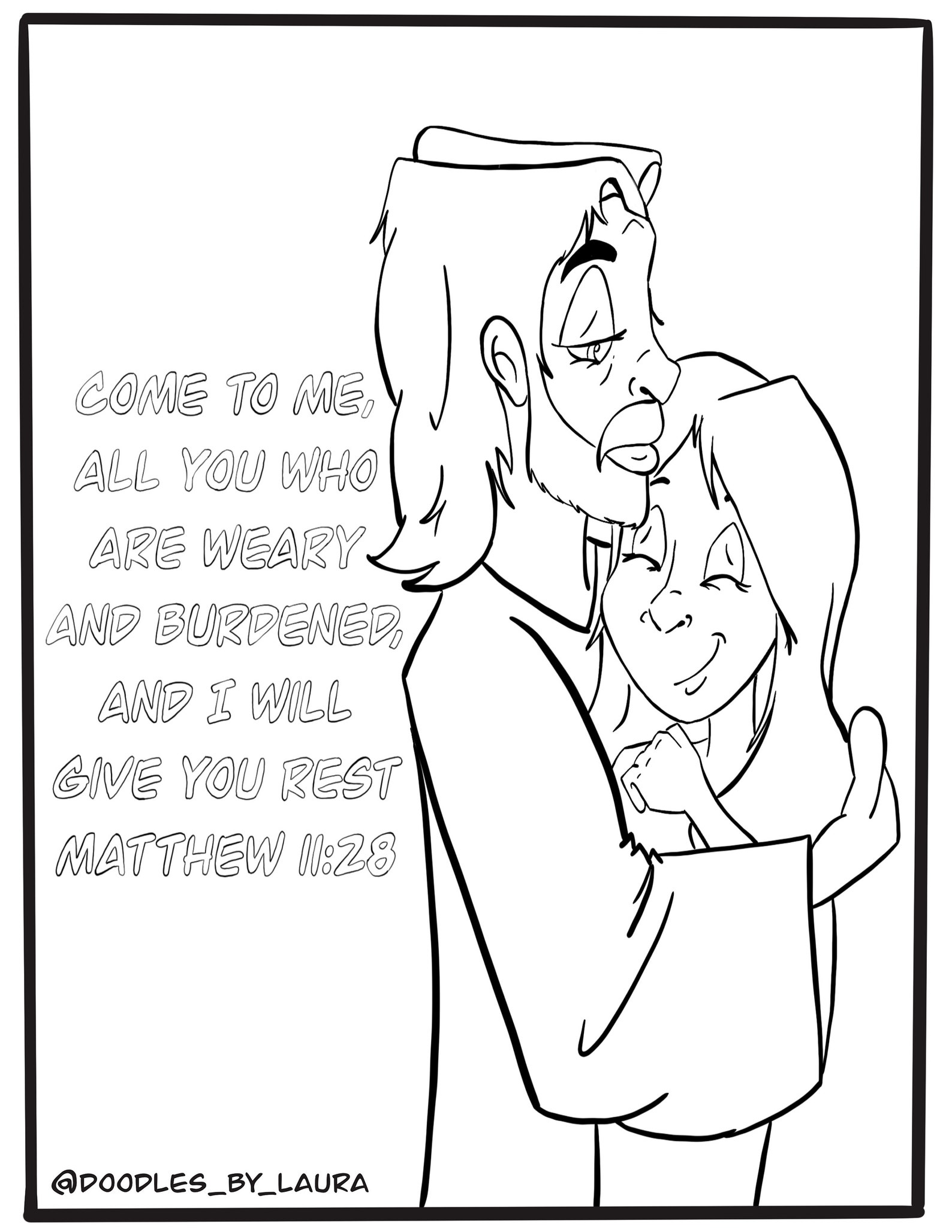 Jesus Coloring Page - Matthew 11:28 - Digital Download- Christian Kids ...