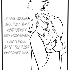 Jesus Coloring Page - Matthew 11:28 - Digital Download- Christian Kids ...