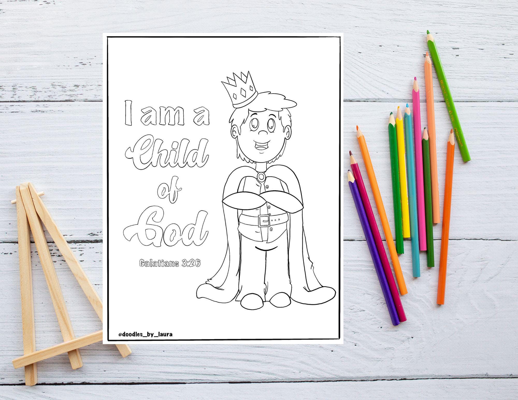 Child of God, Coloring Page, Digital Download, Galations 3:26 ...