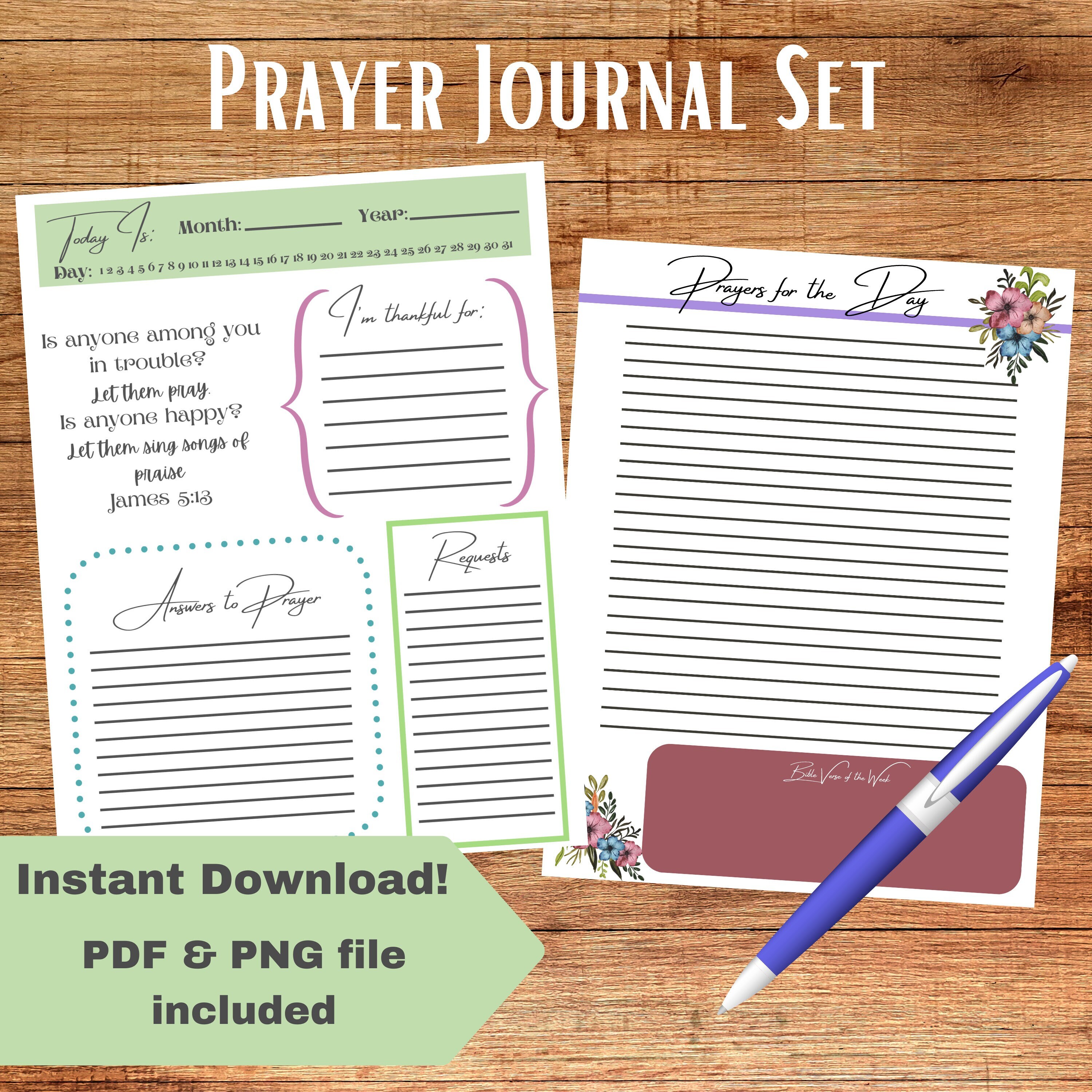 Printable Prayer Journal Set Daily Prayer Journal Printable Journal