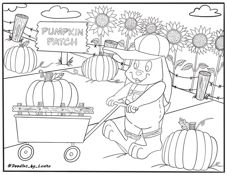 Fall Coloring Page - Fall Activity Page - Children's Coloring- Digital ...