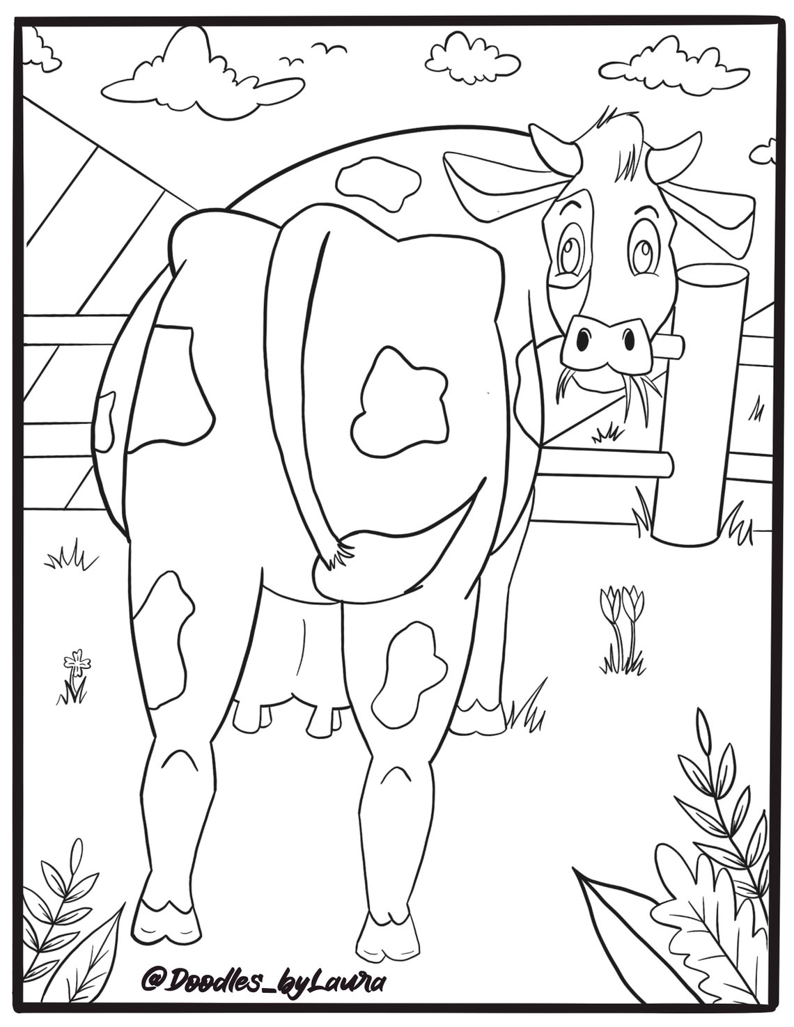 Cow Coloring Page - Digital Download- Farm Animal Activity Page - Etsy