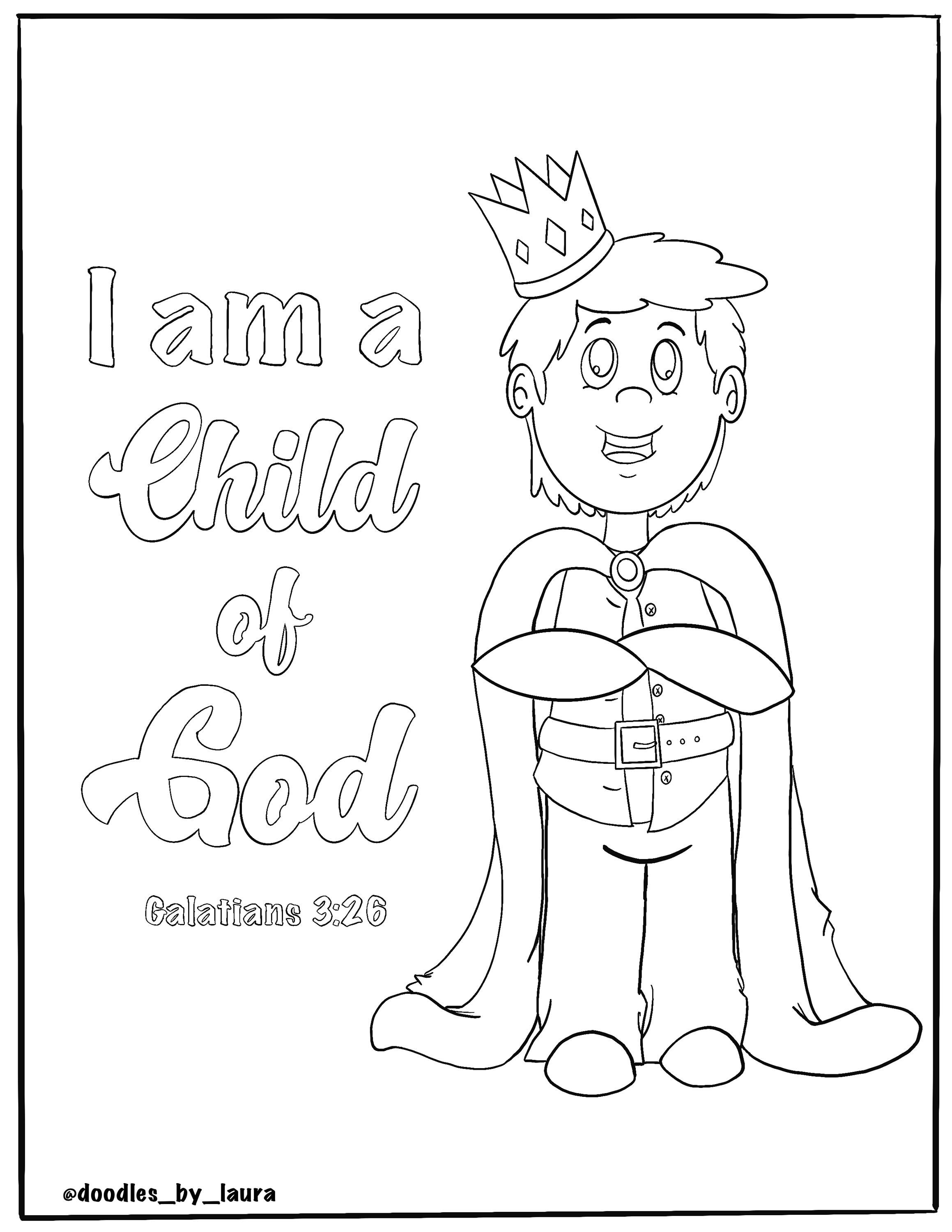 Child of God, Coloring Page, Digital Download, Galations 3:26 ...
