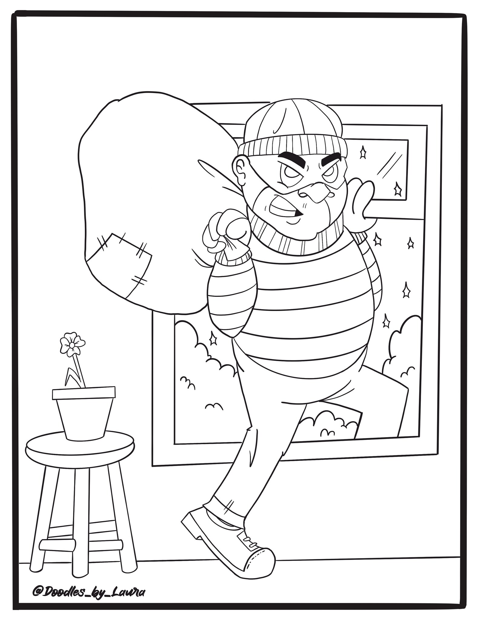 Robber Coloring Page- Digital Download- Robber- Kids Activity - Etsy