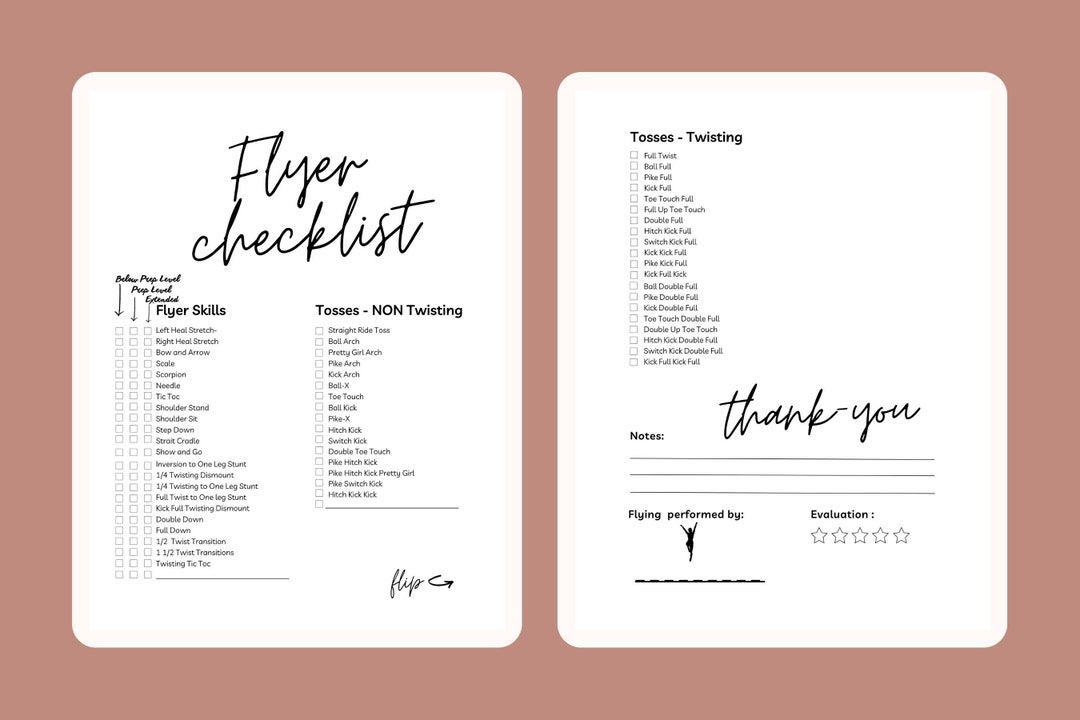 All Star Elite Cheerleading Flyer Skills Digital Download Printable PDF ...