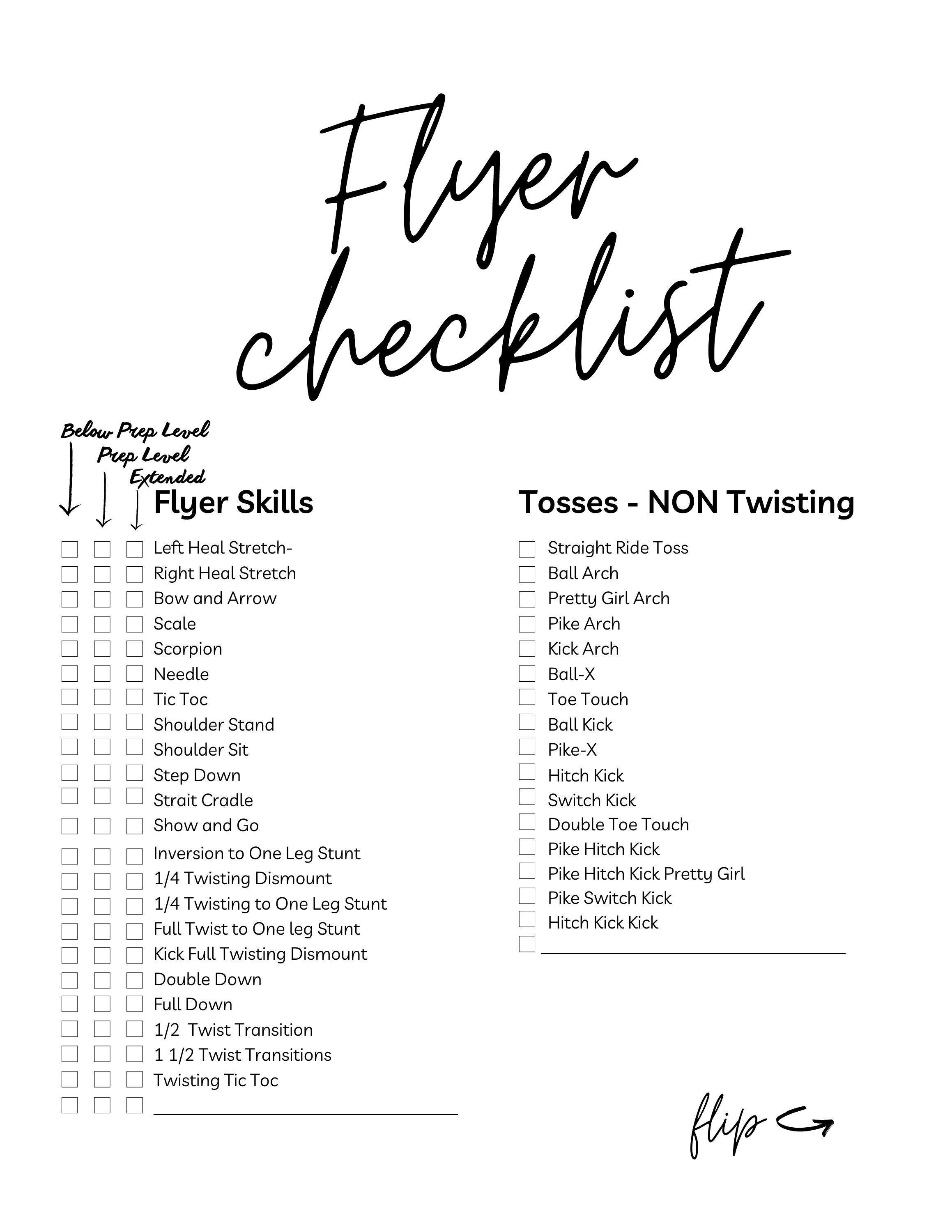 All Star Elite Cheerleading Flyer Skills Digital Download Printable PDF ...
