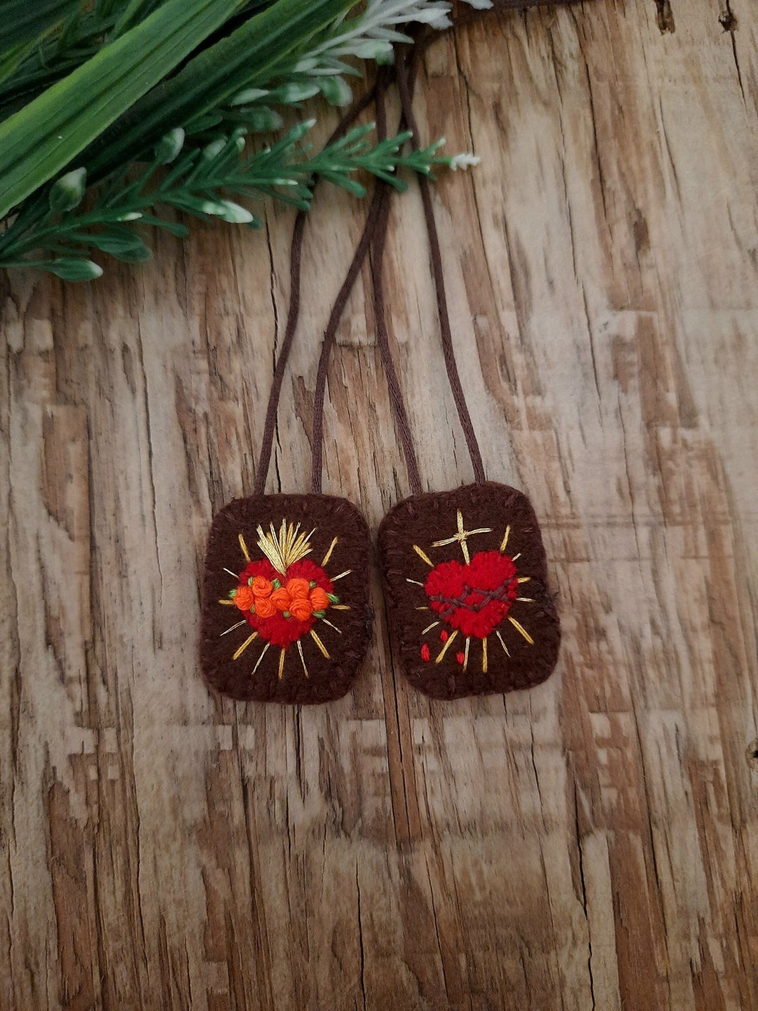 Brown Wool Scapular, Sacramental, Catholic Devotional, Sacred Heart ...