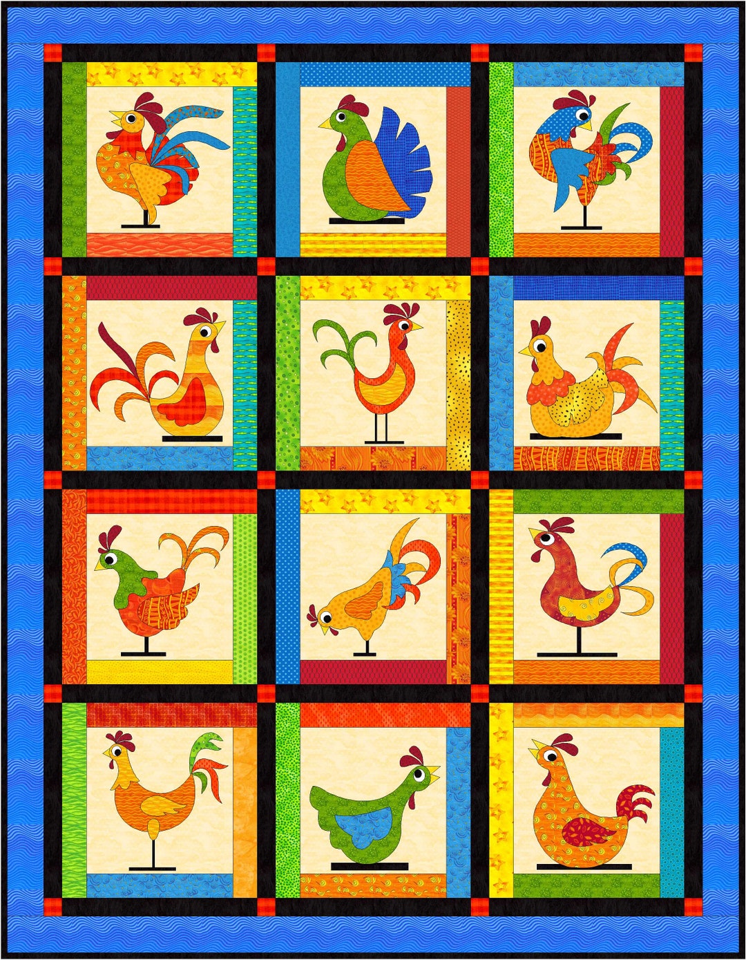 FCP-013 Funky Chickens digital Pattern - Etsy